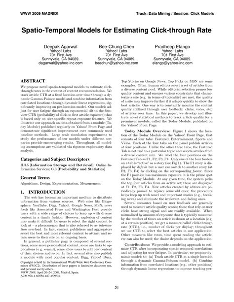 pdf spatio temporal models for estimating click through rate