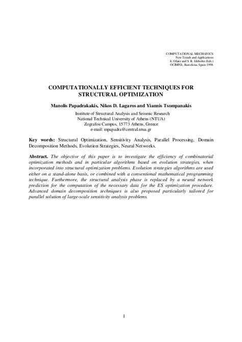 pdf computationally efficient techniques for structural optimization nikos lagaros