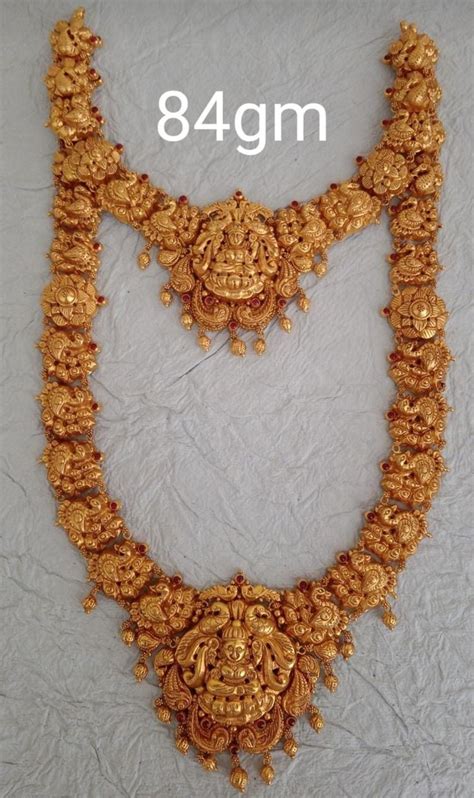 22k 916 Gold Antique Nagas Haram Beaded Necklace Patterns