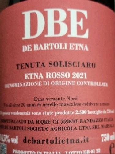 De Bartoli Etna Tenuta Solisciaro Rosso Vivino US