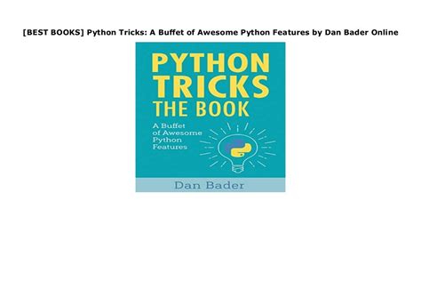 [best books] python tricks a buffet of awesome python features by dan bader online