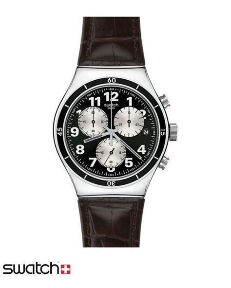 Reloj Swatch Hombre Irony Chrono Browned Yvs400 Malla Cuero