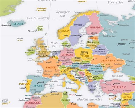 Politische Karte Europas Mit Den Hauptst Dten