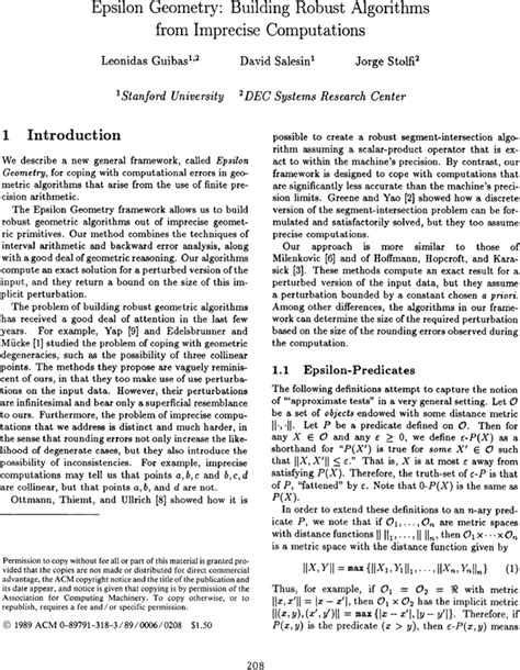 epsilon geometry building robust algorithms from imprecise computations proceedings of the