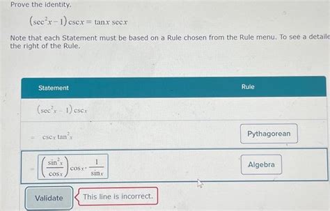 solved prove the identity sec2x−1 cscx tanxsecx note that
