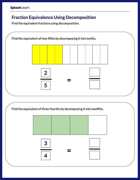 Equivalent Fractions Worksheets For Th Graders Online Splashlearn