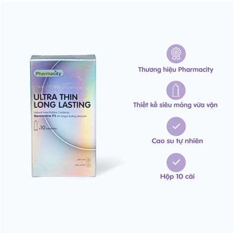 Bao cao su siêu mỏng kéo dài thời gian yêu Pharmacity Ultra thin Long
