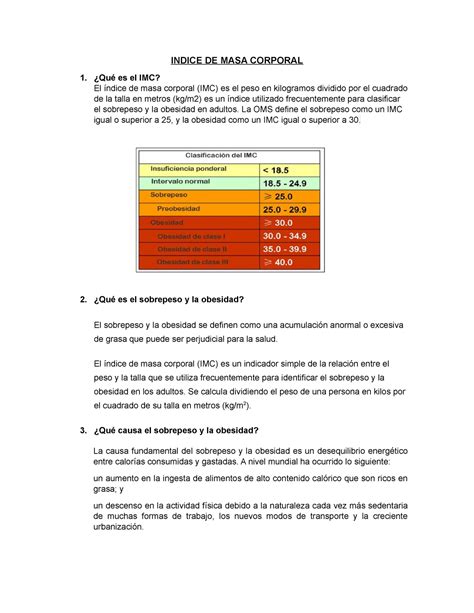 Indice DE MASA Corporal INDICE DE MASA CORPORAL Qué es el IMC El