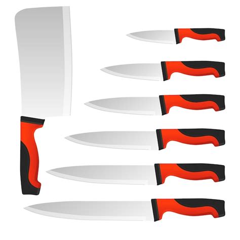 Premium Vector Set Of Realistic Kitchen Knives Isolated On White