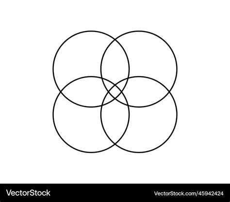 Venn Diagram Template With 4 Overlapped Circles Vector Image