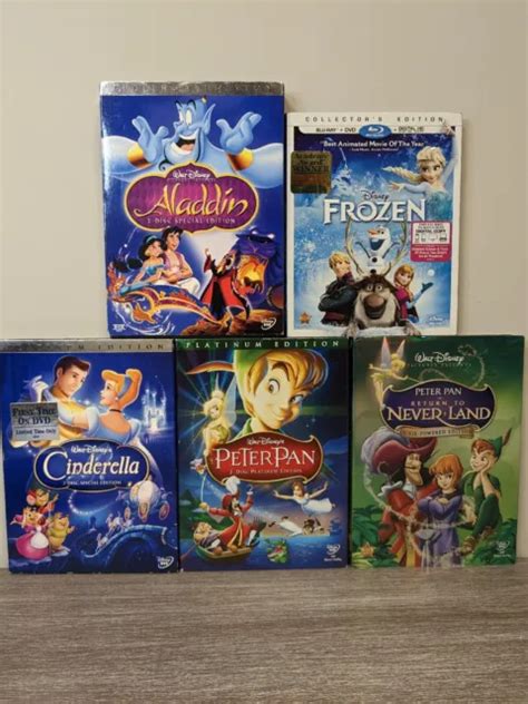 LOT OF 5 Disney DVD Blu Ray Movies Frozen Peter Pan Cinderella And