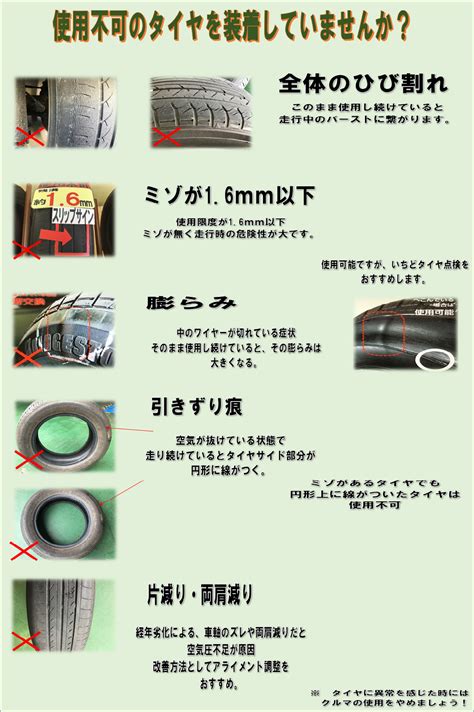 今装着されている夏タイヤ知っておきたい使用不可タイヤ 店舗おススメ情報 タイヤ館 函館日の出
