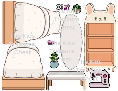 Toca Boca 2 Pages Paper Doll Bedroom 1 Furniture Etsy Australia