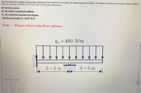 solved use the minimum number of euler bernoulli beam finite