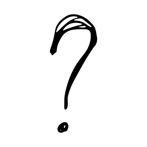 Hand Drawn Ink Question Mark Illustration In Sketch Style Single