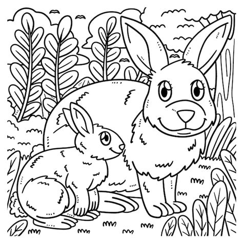 Conejo Beb Aislado P Gina Para Colorear Para Ni Os Vector Premium