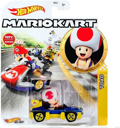 Hot Wheels Mario Kart Toad Mach8 Vehículo de Juguete para niños de 3