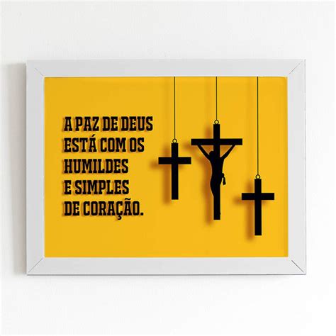 Quadro Paz De Deus Jesus Cristo Cruz Moldura Branca X Cm Leroy Merlin