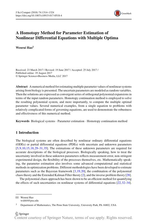 a homotopy method for parameter estimation of nonlinear differential equations with multiple
