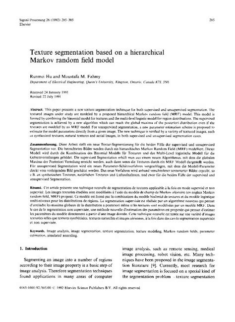 pdf texture segmentation based on a hierarchical markov random field model dokumen tips