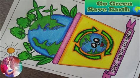World Earth Day Drawing Go Green Save Earth Drawing Save Earth Poster