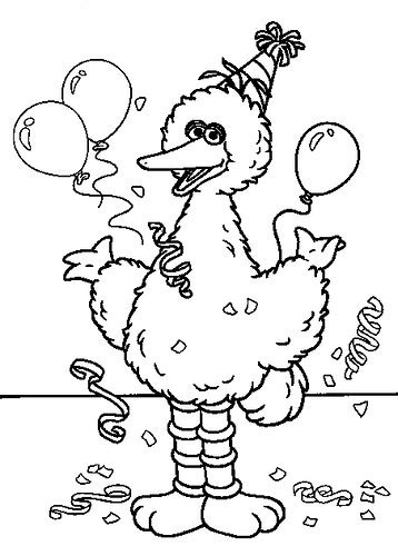 Big Bird Elmo Birthday Coloring Coloring Pages