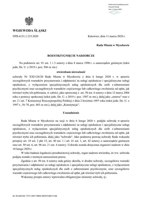 Uchwa A Rady Miasta Niezgodna Z Konstytucj Rp