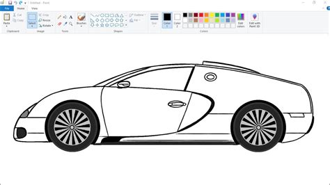 How To Draw Bugatti Car On Computer Using Ms Paint Bugatti Car