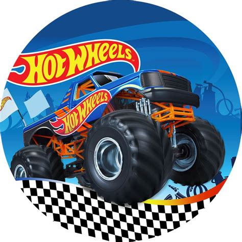 Painel Festa Decoração Redondo Sublimado Monster Truck Hot Wheels 1