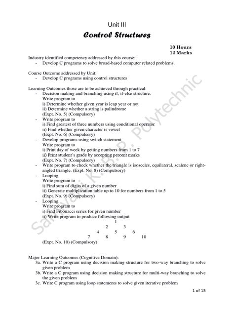 unit iii control structures pdf control flow computer programming