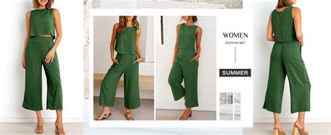 EMATOP 2 Teiler Hosenanzug Damen Elegant Zweiteiler Outfit Sommer