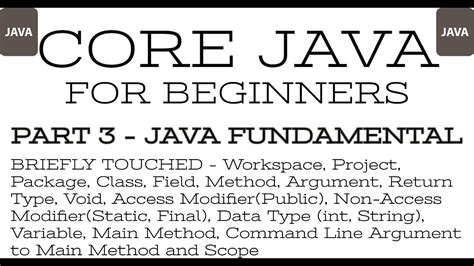 part 3 java fundamentals workspace project package class main method field variable public