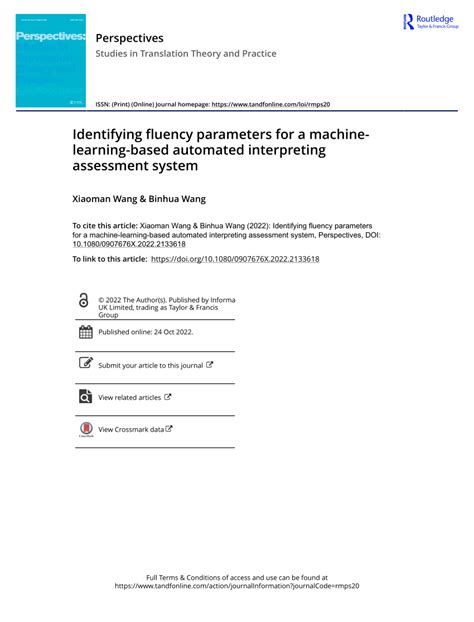 pdf identifying fluency parameters for a machine learning based automated interpreting