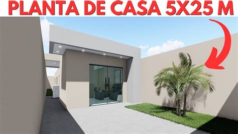 PLANTA DE CASA 5X25 METROS 3 QUARTOS HOUSEPLANT FLOOR PLAN YouTube
