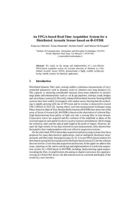 pdf an fpga based real time acquisition system for a distributed acoustic sensor based on Φ otdr
