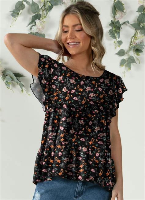Blusa Em Camadas Mini Floral Mangas Curtas Quintess