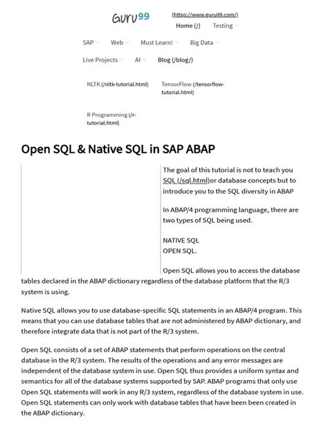 open sql and native sql in sap abap pdf pdf sql databases