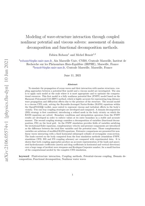 pdf modeling of wave structure interaction through coupled nonlinear potential and viscous