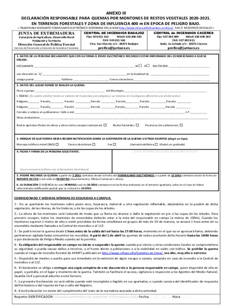 Completable En línea BUENAS PRCTICAS PARA LA QUEMA DE RESTOS Fax