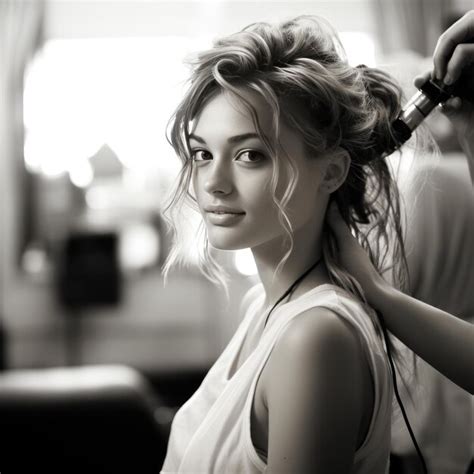 Une Femme Se Faisant Couper Les Cheveux Dans Un Salon Photo Premium