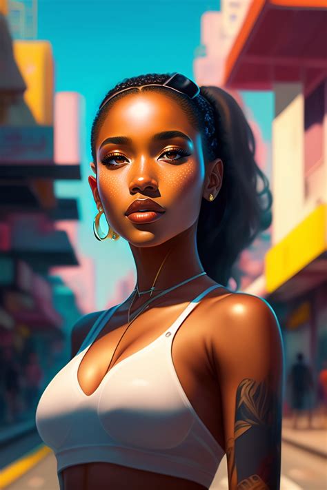 Lexica Elegant Girl Brazilian Mulatto In Urban Outfit Cute Fine Face