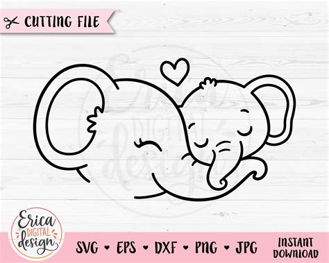Materials Embellishments Mom Baby Elephant SVG Cute Mama Elephant Cut