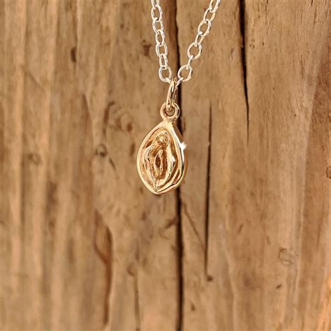Yoni Pendant Gold Mixed Metals Sterling Silver Necklace Bronze Vagina