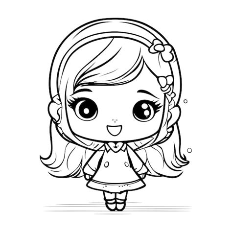 Menina Bonito Dos Desenhos Animados Em Ilustra O Vetorial De Vestido