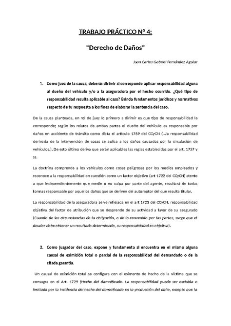 Trabajo Pr Ctico Derecho De Da Os Jcgfa Trabajo Pr Ctico N