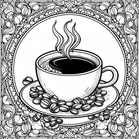 Coloriage Café Expresso en Mandala dessin gratuit à imprimer