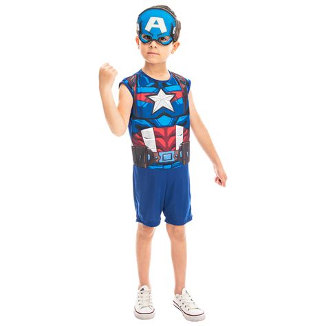 Fantasia Infantil Capitão América Pop Regata Máscara