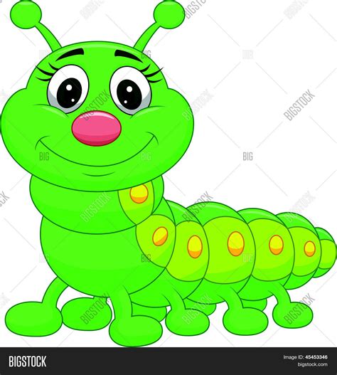 Vector Y Foto Caricatura Lindo Oruga Verde Bigstock