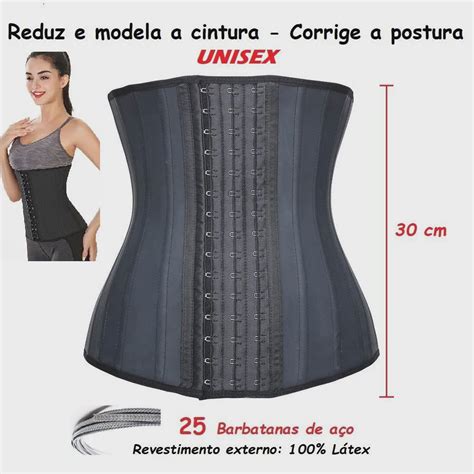 Cinta Redutora Modeladora Látex Afina Cintura 25 Barbatanas Aço Unisex