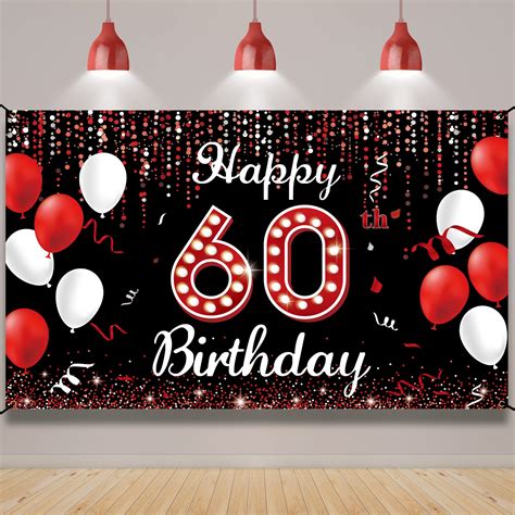 Buy 60th Birthday Decoration Banner Backdrop Happy 60th Birthday